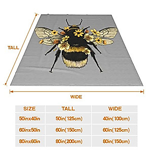 JOOCAR Flannel Throw Blanket Cute Fluffy Bumblebee Insect Bee Cozy&Soft Plush Blankets for Bed Couch Living Room Sofa Chair