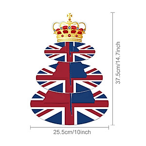 Lide Road 3 Tier British Party Cupcake Stand British Flag Cake Stand United Kingdom Party Cardboard Cake Tower Stand UK England Round Cupcake Tower for British National Day UK Theme Party Supplies