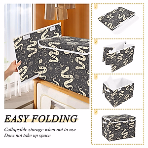 FOLIOSA Storage Boxes Celestial Snakes collapsible Flip-top locker Fabric Storage Bins with Handle for Home Bedroom Closet Office 16.5×12.6×11.8 in