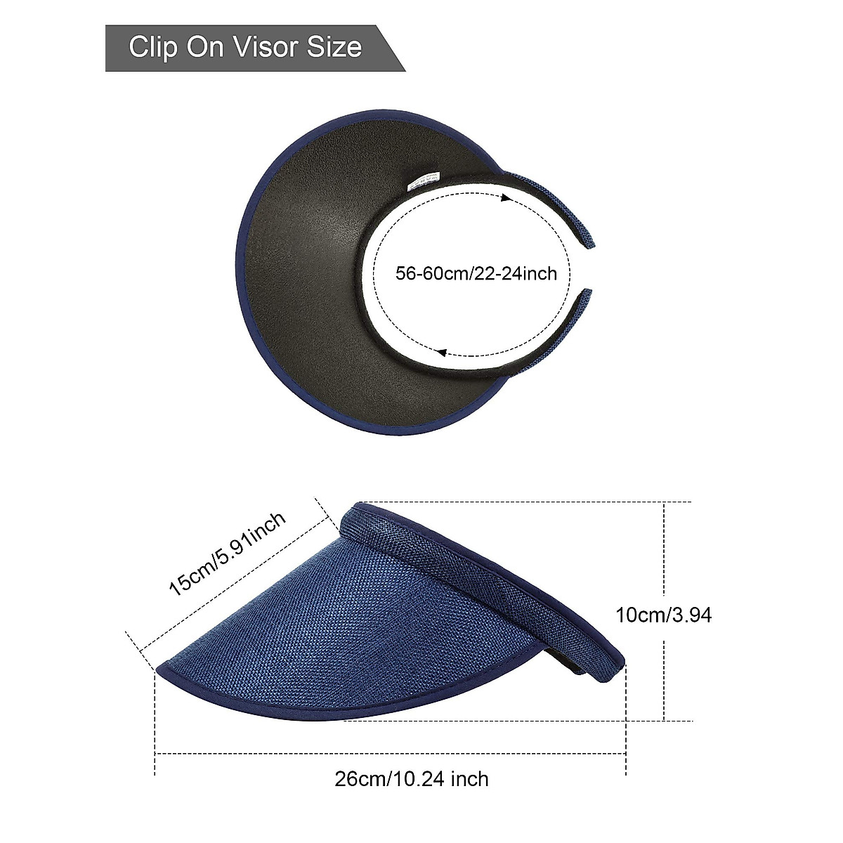 Sun Visor Hats for Women Men Clip on Wide Brim Visor Hats Sports Tennis Golf Cap for Travel Outdoor Activity (Black, White, Navy Blue, Red,4 Pieces)