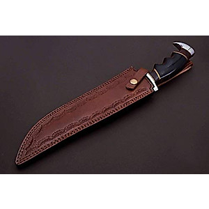 Handmade D2 Custom Steel Hunting Bowie Knife Fixed Blade with Leather Sheath 1089