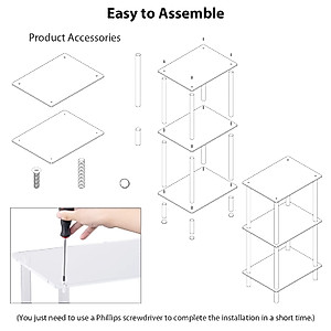 HMYHUM Acrylic Record Player Stand, Turntable Stand with Vinyl Record Storage, Tall Side Table/End Table for Living Room, Bedroom, 3-Tier, Modern, 15.7" L x 11.8" W x 30.8" H, Clear