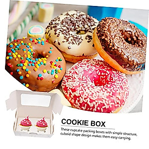 Abaodam 10pcs Box Cake Box Cupcake Carrying Case Cupcake Takeout Container Cupcake Container Bakery Cupcake Holder Cookie Carrier with Lid Cake Containers Paper White Suitcase Egg Tart