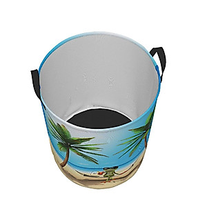 Foruidea Summer Green Frog Laundry Basket,Laundry Hamper,Collapsible Storage Bin, Oxford Fabric Clothes Baskets,Nursery Hamper For Home,Office,Dorm,Gift Basket