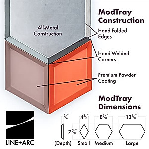 LINE+ARC ModTrays (Taro & Fig) Metal Stacking Decorative Trays for Coffee Table, Nesting, Geometric, Modern, catchall for Vanity, Jewelry, Ottoman, Housewarming