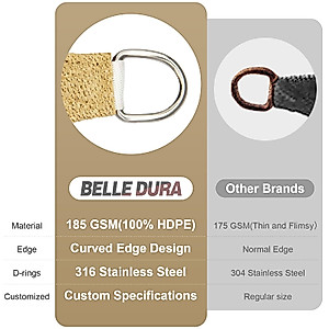 BELLE DURA 8'X10' Rectangle Sand Sun Patio Shade Sail Canopy Use for Patio Backyard Lawn Garden Outdoor Awning Shade Cover-185 GSM-Block 98% of UV Radiation-5Years Warranty