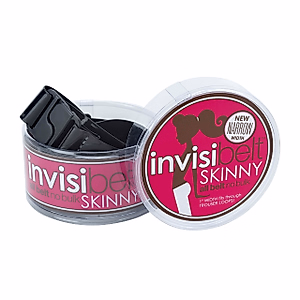 Invisibelt Skinny Belt - Lay Flat, Adjustable, No Buckle Belt with Narrow Band (Black, Standard Size)