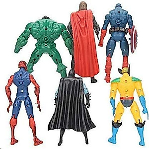 DLRICH Superhero Action Figures/6 PCS Action Figure Set ， Spiderman, Superman, Hulk, Thor, Ironman, Captain America PVC Figures Toys Hero Cake Wholesaler Theme Party Supplies