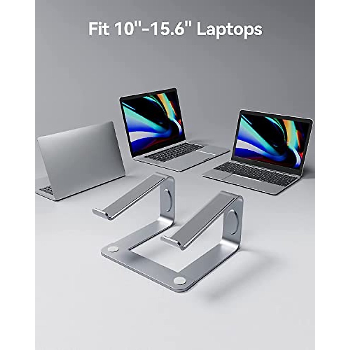 LORYERGO Laptop Stand, Ergonomic Laptop Riser Laptop Stand for Desk, Notebook Computer Stand Holder Compatible with Most 10-15.6” Laptops, Silver