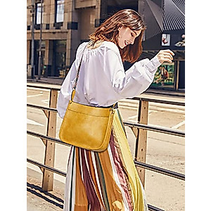 Caitina Cross Body Bag Vegan Leather Hobo Handbags Designer Crossbody Purses Bucket Bag For Women with 2 Adjustable Strap(Yellow)