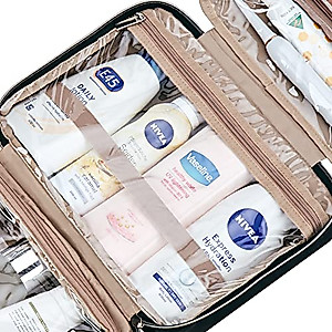 NISHEL Hanging Travel Toiletry Bag, Visible Makeup Organizer, Cosmetic Case for Journey Accessories, Bathroom Shower, Black
