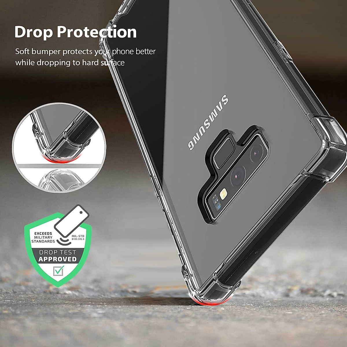 KIOMY Clear Case for Samsung Galaxy Note 9 5G Airbag Corners Shockproof Bumper Protective Phone Cover, Hybrid Design Hard PC Back with Flexible TPU Frame