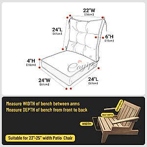CAYIP Deep Seat Cushions for outdoor furniture,Set of 2,Extra Thick 24"x24"x4",Tufted Low Back 22"x24"x6", Double Piping Removable Patio Chair Cushions with Ties, All Weather,Fade Resistant,Floral