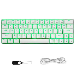 Wireless Mechanical Gaming Keyboard, RGB Backlit, Bluetooth 5.0, Brown Switches, CQ63 60% Compact 63 Keys Wired Keyboard for PC Tablet Laptop Cell Phone, White