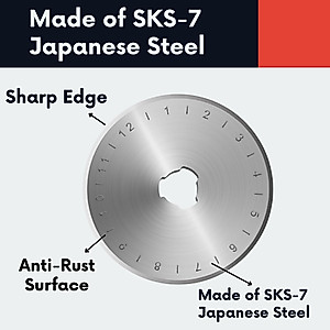 Kingsource SKS-7 Titanium Coated 10 Packs 45mm Pack Rotary Cutter Blades Replacement for Fits Olfa, Fiskar, Martelli, Truecut Cutter Patchwork Tool, Perfect for Cuts Fabric, Sewing, Leather and Paper