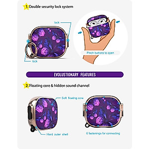GuarzFun for AirPod 3 case with Lock, AirPods 3rd case for Women Men, Flower Hard case with Keychain (Purple Butterfly)