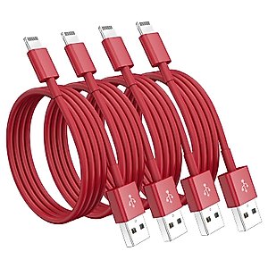4 Pack [Apple MFi Certified] Apple Charging Cables 3ft, iPhone Chargers Lightning Cable 3 Foot, Fast iPhone Charging Cord for iPhone 14/14Pro/13/13Pro/12/11/11Pro/11Max/ X/XS/XR/XS Max/8, ipad(Red)