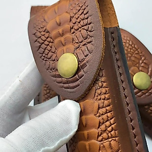 Folding Pocket Knife Sheath 5.2" Cow Leather Belt Case Case Metal Snap (2Pcs)