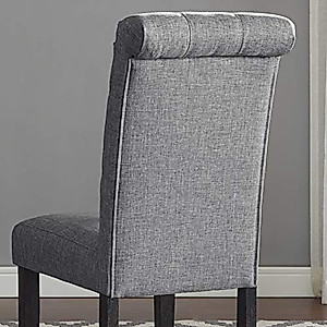Roundhill Furniture Leviton Solid Wood Tufted Dining Chair, Set of 2, Gray