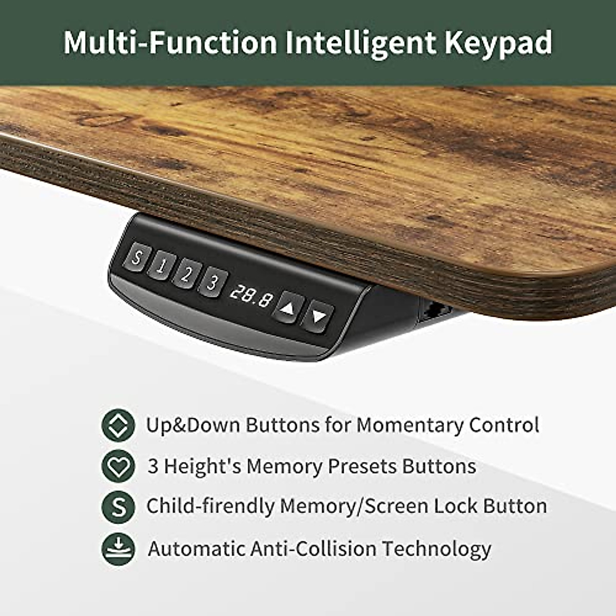 FEZIBO Height Adjustable Electric Standing Desk with Double Drawer, 60 x 24 Inch Stand Up Table with Storage Shelf, Sit Stand Desk with Splice Board, Black Frame/Rustic Brown Top