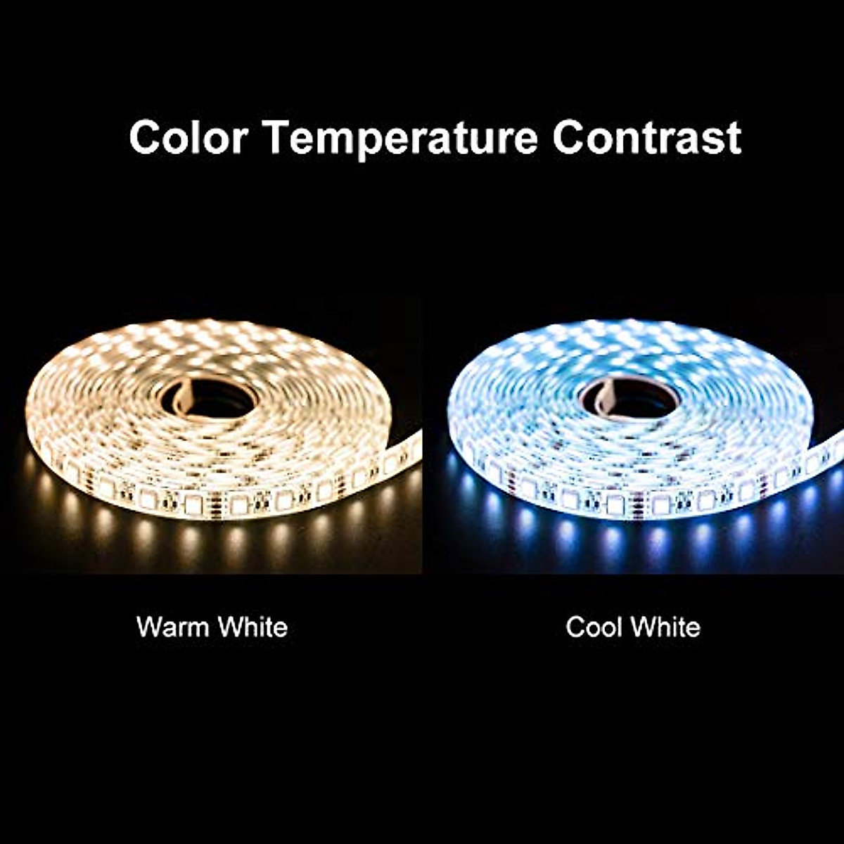 BTF-LIGHTING 5050 RGBW RGB+Cool White(6000K-7000K) 4 Colors in 1 LED 5m 16.4ft 60LEDs/m Multi-Colored LED Tape Lights IP30 Non-Waterproof Black 12mm PCB DC24V for Bedroom Kitchen Home Decoration