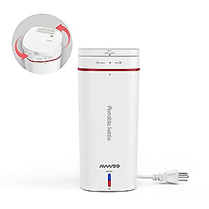 AVWOO Travel Electric Kettle, Portable Electric Kettle, Water Boiler for Travel, Small Electric Kettle Stainless Steel with Boil Dry Protection, Keep Warm, BPA Free, Child Lock - Larger Capacity