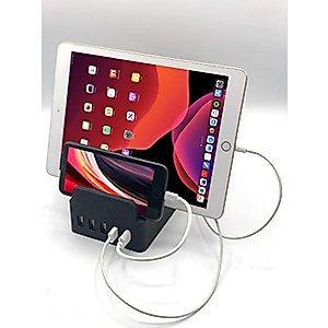 Power Hub Plus Charging Station - Charge Up to 7 Devices Using Only One Wall Outlet | Black Silicone Won't Scratch Device | Attractive Dependable Table Charging | No Set of Short Cords