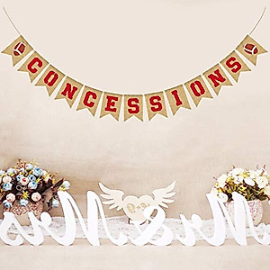 Amosfun Concessions Banner Burlap Line Bunting Garland Rustic Fiesta Stand Sign for Sports Theme Rugby Football Party Birthday Baby Shower Party