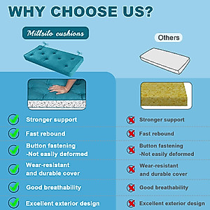 Millsilo Bench Cushion, Bench Cushions for Indoor/Outdoor Furniture, Window Seat Cushions, Garden Patio Large Pads with Button Reinforcement, for Shoe Bench Dining Porch Bench 36x14x4 inch,Teal