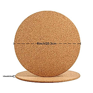 Boao Wooden Thick Cork Drink Coasters, for Home Bar Kitchen Restaurant Cafe Wedding Supplies (0.3 Inch Thick x 8 Inch Diameter, 3 Pieces)