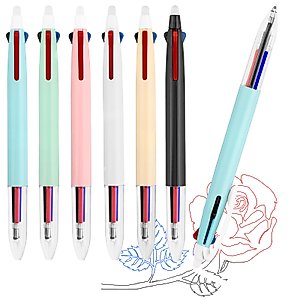 6 PCS 3-in-1 Multicolor Erasable Gel Pens, Erasable Multicolor Ballpoint Pen for Make Mistakes Disappear,0.5mm Ink Gel Pens Quick-drying Rolling Ball Pens with Eraser,3-Color Retractable Erasable Pens