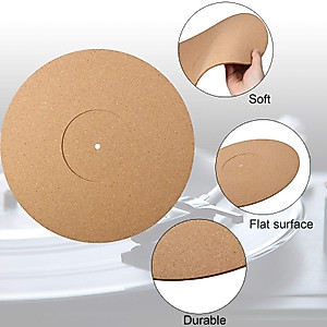 3 Pieces Cork Turntable Mats in 12 Inch x 3 mm Recessed Turntable Platter Cork Mat Cork Record Mats with High Fidelity for Vinyl LP Record Players Audiophile Reduce Noise