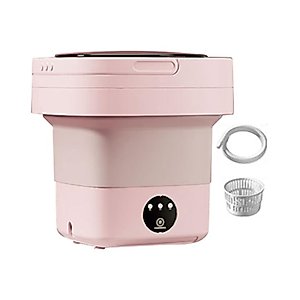 Portable Washing Machine, Mini Washer 8L High Capacity for Socks Underwear, Baby Clothes, or Small Items, Foldable Washing Machine for Apartments, Travel Business Trip (Pink)