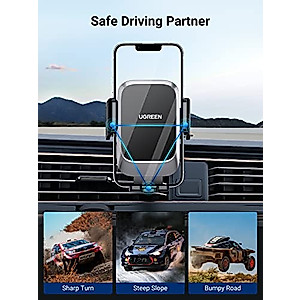 UGREEN Car Phone Holder Mount for Dashboard Windshield Air Vent 3 in 1 Universal Cell Phone Holder for Car Accessories Cradle Compatible with iPhone 14 13 12 11 Pro Max Smartphone, Strong Suction Cup