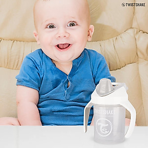 TWISTSHAKE Sippy Cups - Premium 230ml/8oz Toddler Sippy Cups for 4+ Months - Leak-Proof Design, Easy-Grip Bottle with Soft Sippy Spout, BPA Free - White