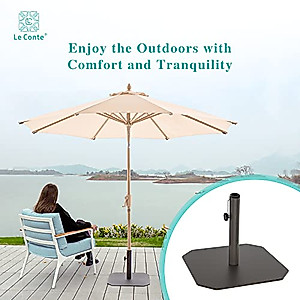 LE CONTE Iron Base Market Umbrella Base Outdoor Patio Table Umbrella Weighted Base, Rust Free (26 lbs, Dark Brown)