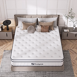 King Mattress 10 Inch, King Size Mattress in a Box, Hybrid Mattress with Pocket Spring and Soft Foam, Ultimate Motion Isolation, Strong Support, Medium Firm