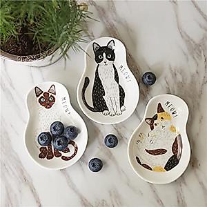 KiaoTime Coffee Spoon Rests and Spoon - Ceramic Cute Cat Spoon Rest Teaspoon Holder Coffee Station Decor Coffee bar Coffee Stirrers Holder for Home Kitchen Accessories