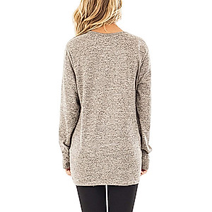 SAMPEEL Womens Long Sleeve Casual Winter Warm Clothes Tunic Tops Pleated Clearance Khaki M