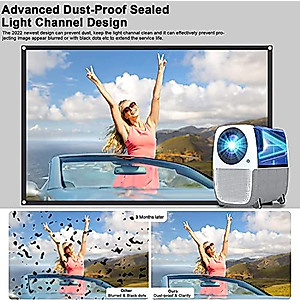 Portable Bluetooth WiFi Projector 4K-Supported - Video Projector with 100” Projection Screen, 8000L, Electric Focus, Full HD 1080P, Home Theater for iOS/Android Phone, Laptop/PC/PS4, Outdoor Movie