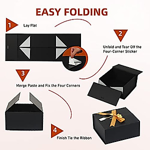Gift Boxes with Lids Pack of 1, 8.5"x8"x4" Small Black Gift Box with Ribbon Card Fancy Gift Wrap Boxes for Wrapping Presents Festival Anniversary, Birthday, Weddings, Groomsmen Proposal Boxes