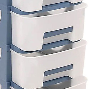 Homeplast Oyma 37 Inch Tall Plastic 5 Drawer Home Storage Indoor/Outdoor Organizer Shelf Unit with Perforated Ventilated Drawers, Blue