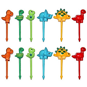12Pcs Food Picks for Kids, Dinosaur Fruit Food Picks, Fun Kids Food Picks for Bento Box, School Lunch Accessories for Kids, Cute Animal Fruit Toothpicks for Picky Eaters