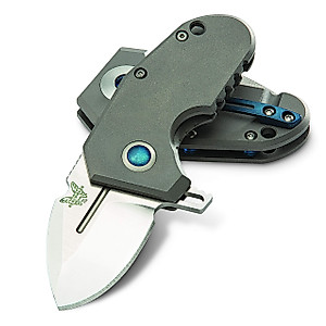 Benchmade - Micro Pocket Rocket 756 Tiny Pocket Knife, Drop-Point Blade, Plain Edge, Satin Finish, Made in the USA
