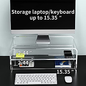 Zimilar Acrylic Monitor Stand Riser, 16inch Clear Acrylic Monitor Riser for Home Office, 2-Tier Clear Monitor Stand Laptop Stand Riser for PC Screen, Printer, Mac Book (2-Tier Acrylic)