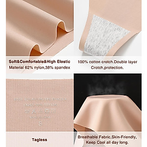 Wealurre Womens Underwear High Waisted Seamless Thongs for Women Breathable No Show Panties for Ladies 6 Pack (Black,M)