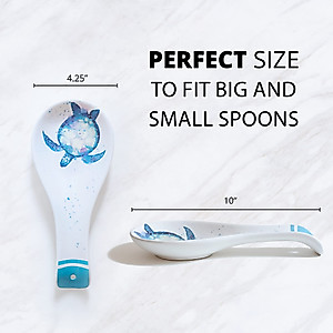 Large Spoon Holder - Sea Turtle Spoon Rest - Nautical, Ocean Beach Decor - Utensil Holder/Ceramic Spoon Holder for Kitchen - Great Kitchen Gift for Men, Women, Friends, or Birthdays