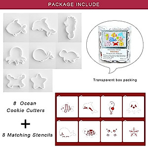 Ocean Cookie Cutters with Matching Cookie Stencils -Set of 16