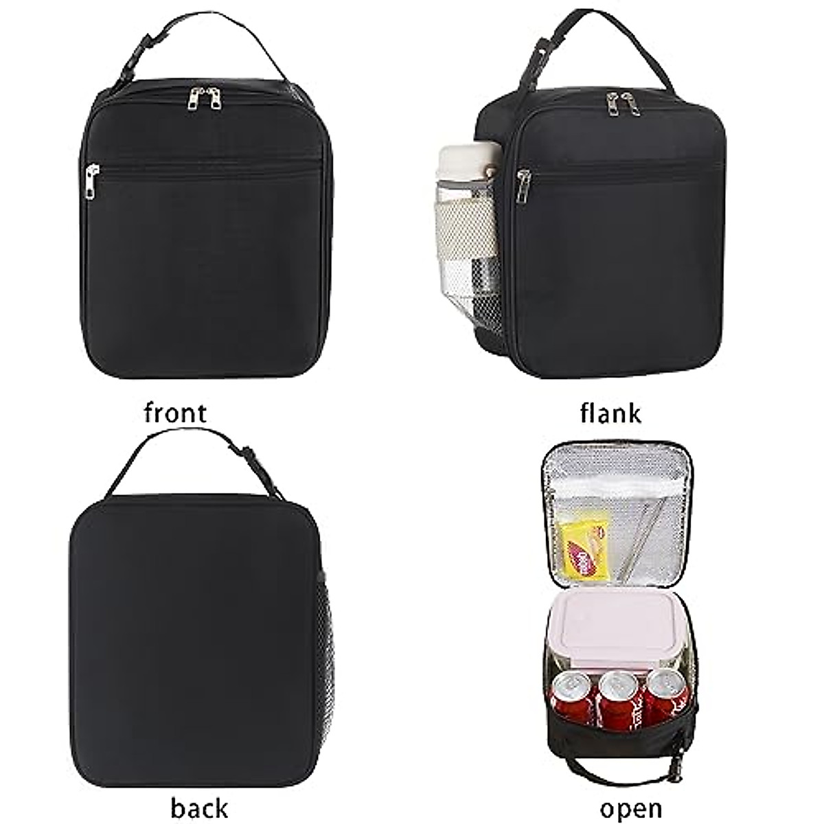 Leizzga Lunch Box for Women Lunch Bags for Women Lunchbox Lunch Bag Insulated Lunch Bag Lunch Box Lunch Boxes (Black)