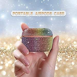 WETAL Girls Bling Case for Apple Airpods Pro Case Cover, Stylish Glitter Protective Case Skin with Keychain Compatible with Airpod Pro, Multicolor